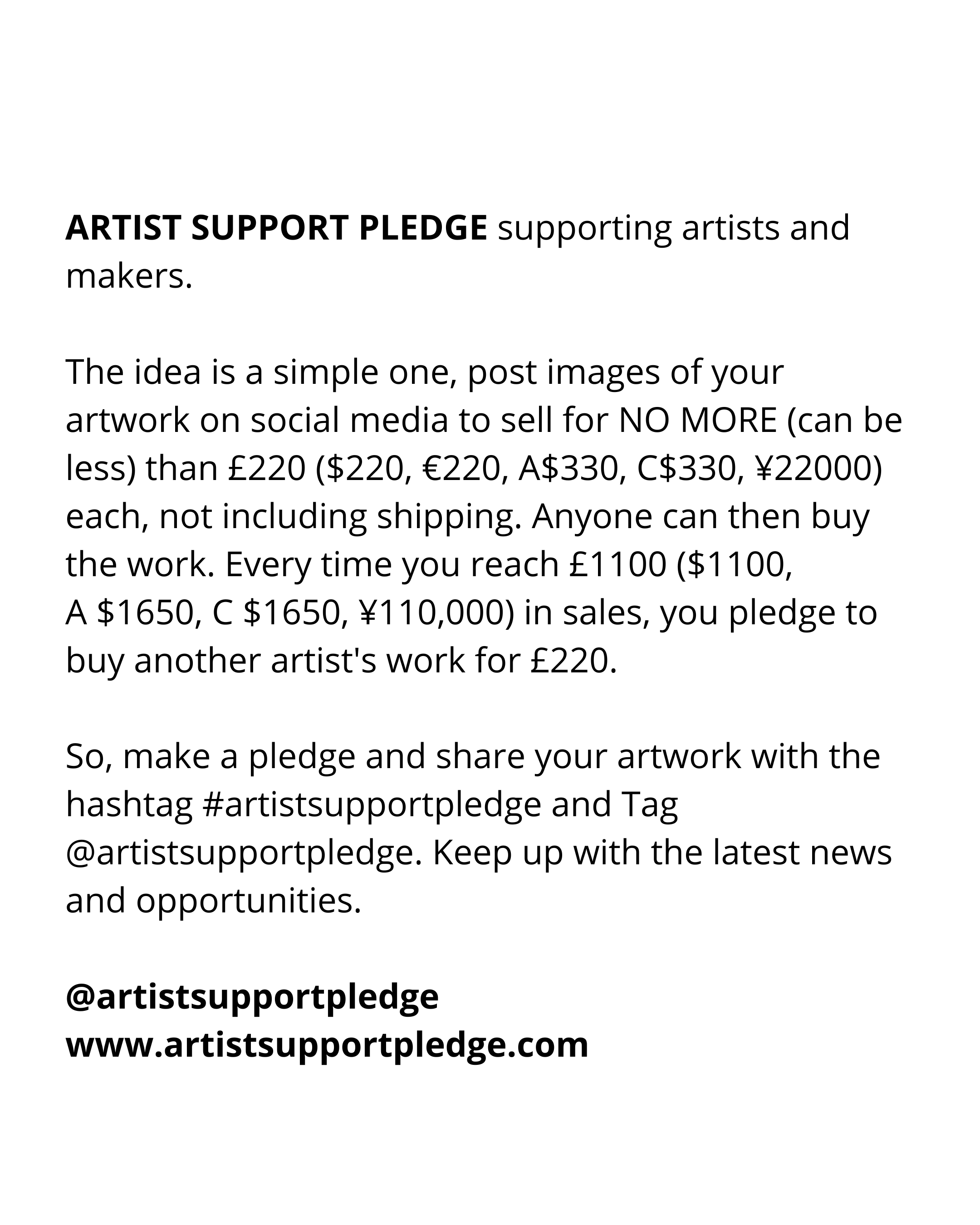 Artist Support Pledge – A GENEROUS CULTURE FOR ARTISTS & MAKERS