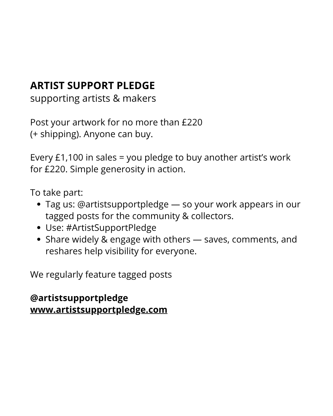 Artist Support Pledge – A GENEROUS CULTURE FOR ARTISTS & MAKERS